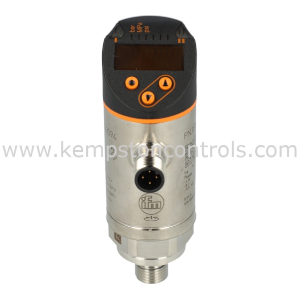 IFM PN3594 IFM PRESSURE SENSOR WITH DISPLAY, -1 TO 10 BAR RANGE, G 1/4, PNP, M12 CONNECTOR, IP67 ...