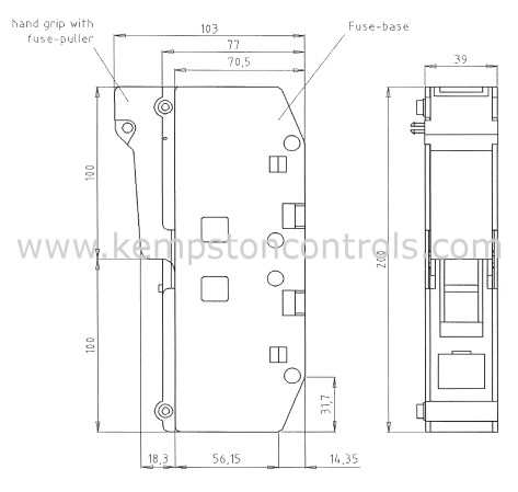 Siba 91-080-01 SIBA FUSE-HOLDER, 20X127MM, 63A, 1 POLE, 1500V ...