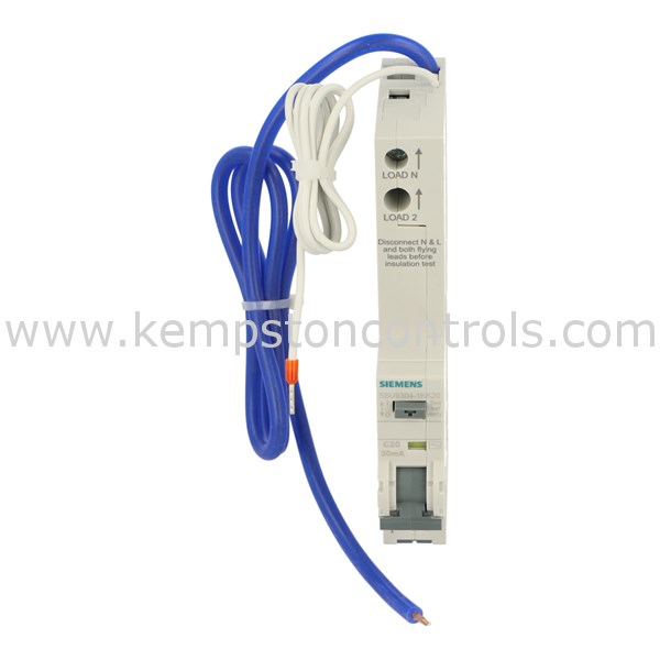 Siemens 5SU9304-1KK20 RCBO ELE, 10KA 1P+N TYPE AC 30MA C-CHAR IN:20A UNAC:230V PIGTAIL 600MM ...