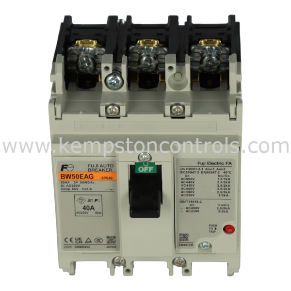 Fuji BW50EAG-3P040 FUJI MCCB 3 POLE 40 AMP | Kempston Controls