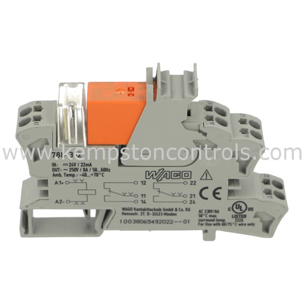 WAGO 788-312 WAGO RELAY 24 VDC COIL, 2 CHANGEOVER CONTACTS; LIMITING ...