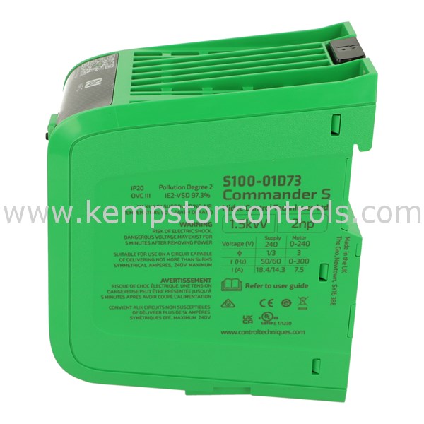 Nidec Drives S100-01D73-0A0000 NIDEC DRIVES COMMANDER S AC DRIVE 1/3 PHASE, MAX CONTINUOUS 7.5A ...