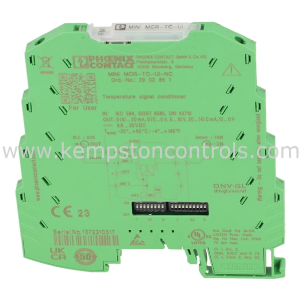 Phoenix 2902851 PHOENIX THERMOCOUPLE MEASURING TRANSDUCER, 3 WAY ...