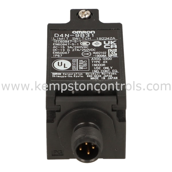 Omron D4N-9B31 OMRON SAFETY LIMIT SWITCH, TOP PLUNGER, 2NC 1NO SLOW-ACTION, M12 CONNECTOR ...