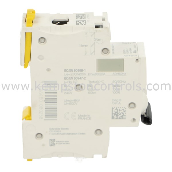 Schneider A9F74104 SCHNEIDER MINIATURE CIRCUIT BREAKER, 4A, 1 POLE, C CURVE, 50KA | Kempston ...