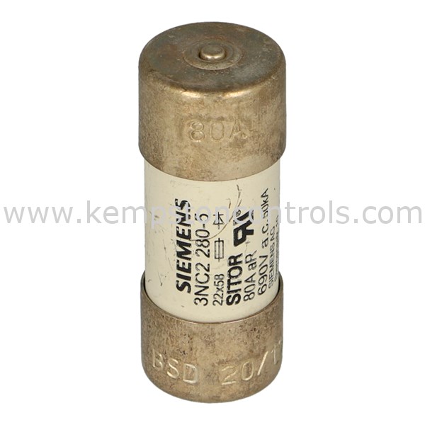 Siemens 3NC2280-5 SIEMENS SITOR CYLINDRICAL FUSE LINK, 22X58 MM, 80 A ...
