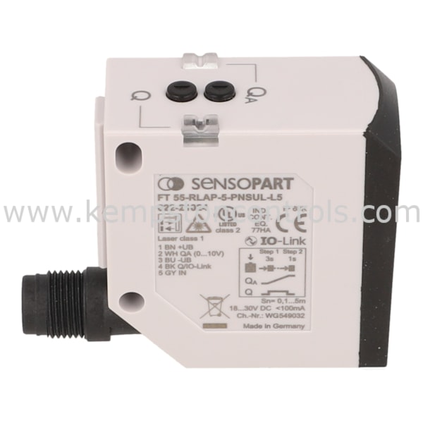 Sensopart FT-55-RLAP-5-PNSUL-L5 SENSOPART LASER SENSOR, 0.1-5 METRE ...