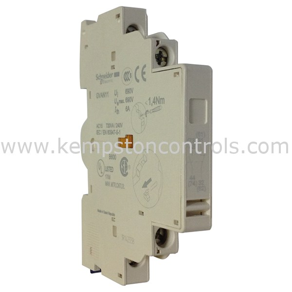 Schneider GVAN11 SCHNEIDER AUX CONTACT BLOCK 1NO+1NC SIDE MOUNT ...