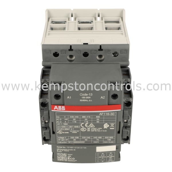 ABB 1SFL427001R1322 ABB AF116-30-22-13 CONTACTOR 3P 55KW 116A AC3, COIL 100-250V50/60HZ 100 ...