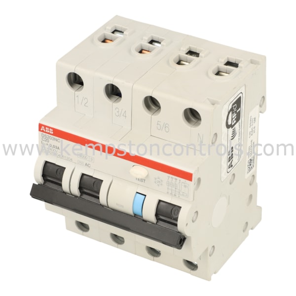 ABB 2CSR256040R1204 ABB RESIDUAL CURRENT CIRCUIT BREAKER, 3P+N, 20AMPS ...