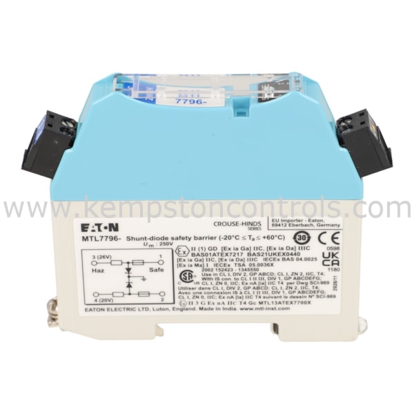 Eaton MTL MTL7796- EATON MTL SAFETY BARRIER, 28/26V-VE, 3CHANNEL ...