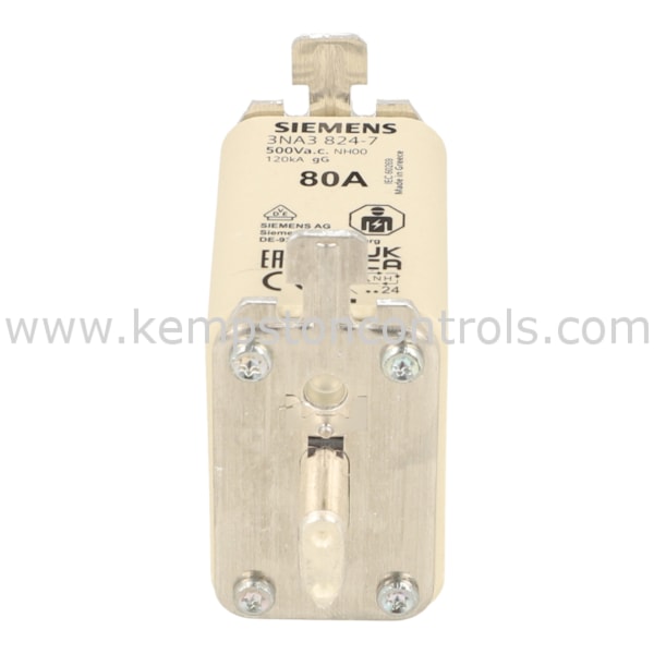 Siemens 3NA3824-7 SIEMENS LV HRC FUSE GL/GG NH000 80A 500V | Kempston ...