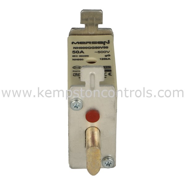 Mersen T212974 NH FUSE-LINK GG, 500VAC, SIZE 000, 50A DOUBLE INDICATOR ...