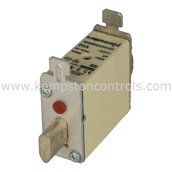 Mersen E201185 MERSEN (FERRAZ) NH FUSE-LINK GG, 500VAC, SIZE 000, 25A ...