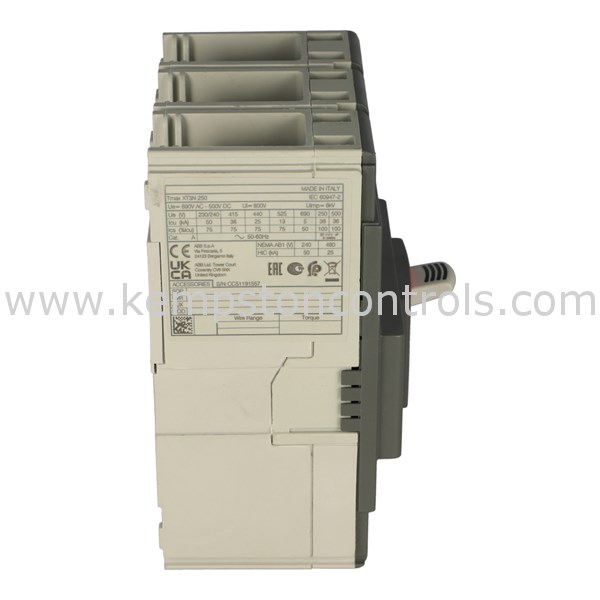ABB 1SDA068058R1 ABB MCCB TMAX XT3N 250 IN=200A ICU=36KA@415VAC FIXED 3P FRONT TERMINALS ...