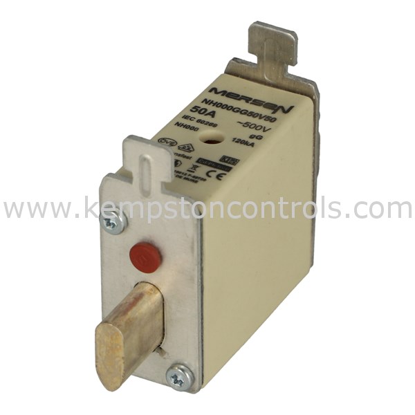 Mersen T212974 NH FUSE-LINK GG, 500VAC, SIZE 000, 50A DOUBLE INDICATOR ...