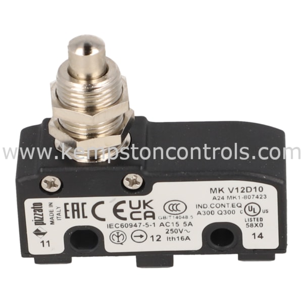 Pizzato MK V12D10 PIZZATO MICROSWITCH WITH THREADED PLUNGER, 1NO+1NC CHANGEOVER, M12X1 PLUNGER ...