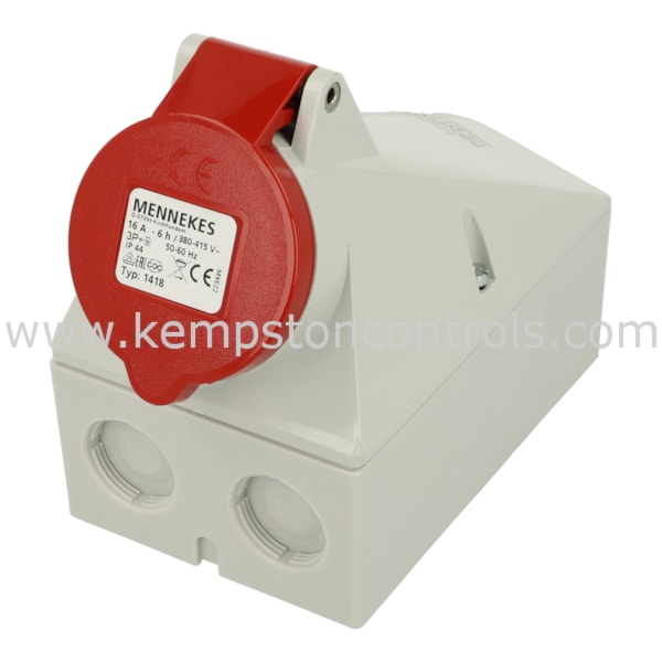 Mennekes 1418 MENNEKES RED WALL SOCKET IP44 16A 4P 400V 6H | Kempston ...