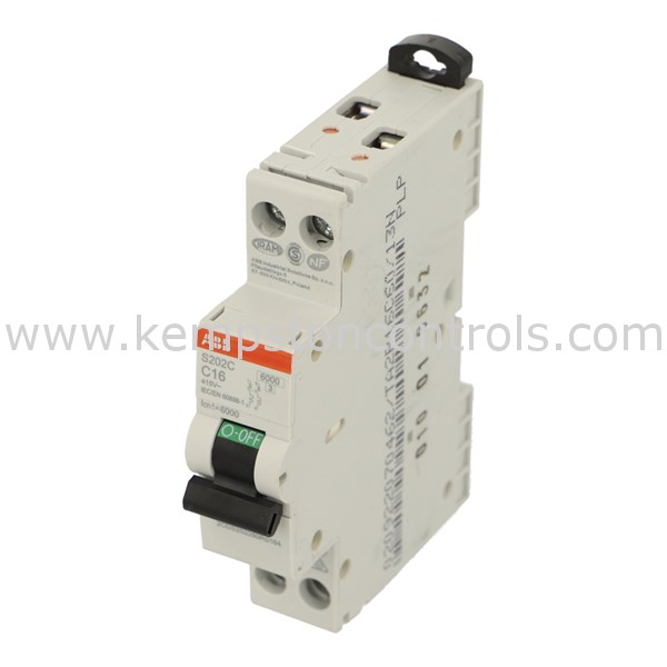 ABB 2CDS252280R0164 ABB MINIATURE CIRCUIT BREAKER, TYPE C, 6KA, 16A, 2 ...