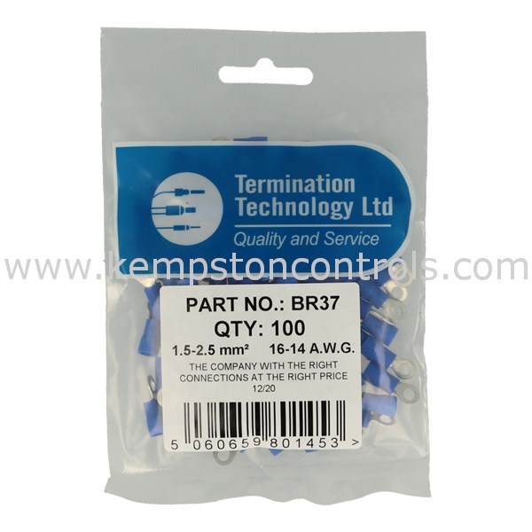 Termination Technology BR37 TT PRE-INSULATED TERMINALS BLUE RING 1.5MM² ...