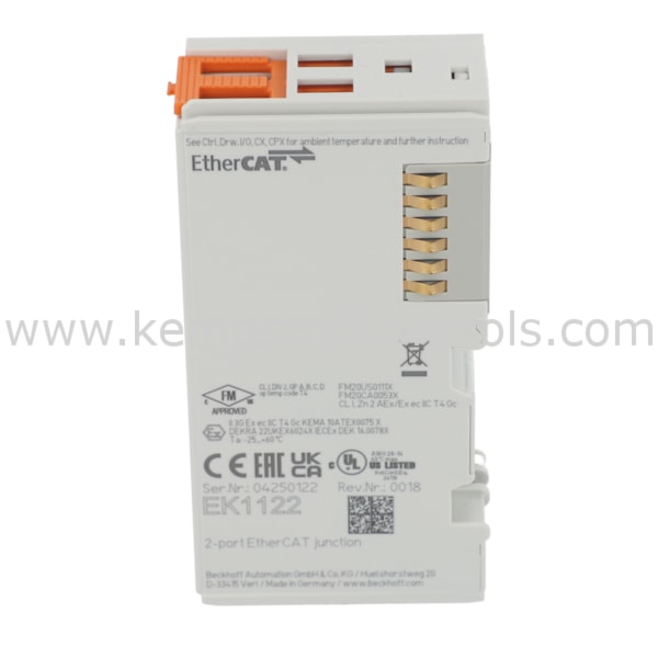 Beckhoff EK1122 BECKHOFF ETHERCAT COUPLER, 2-PORT ETHERCAT JUNCTION, 2 ...
