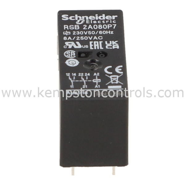 Schneider RSB2A080P7 SCHNEIDER INTERFACE PLUG-IN RELAY, 8 A, 2 CO, 230 ...