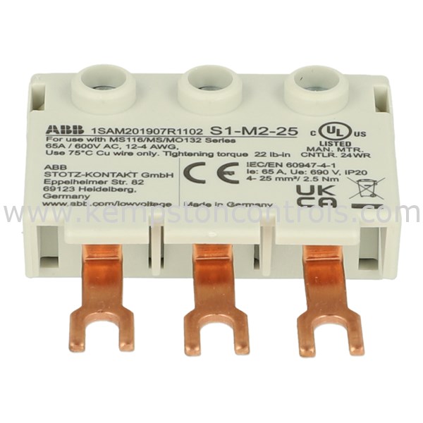 ABB 1SAM201907R1102 ABB S1-M2-25 3-PHASE POWER INFEED BLOCK, 690VAC ...