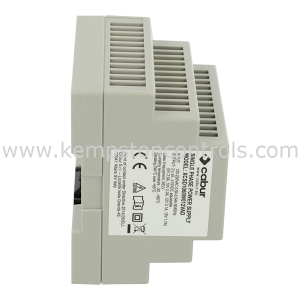 Cabur XCSD1060W012VAD CABUR SINGLE PHASE POWER SUPPLY, IN: 120-230VAC, OUT: 15VDC, 2 X 0.6A, 47 ...