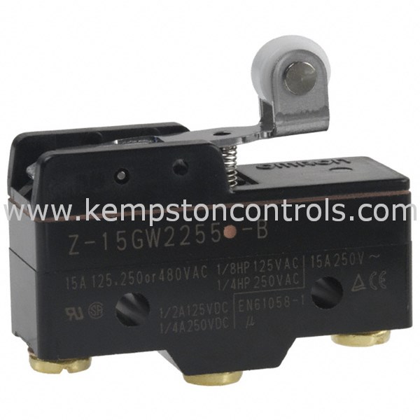 Omron Z-15GW2255-B OMRON BASIC SWITCH, SHORT HINGE ROLLER LEVER, SPDT, 15 A, DRIP PROOF, SCREW ...