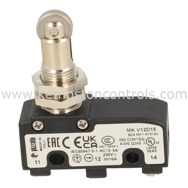 Pizzato MK V12D15 PIZZATO MICROSWITCH, SNAP ACTION, WITH LONGITUDINAL ...