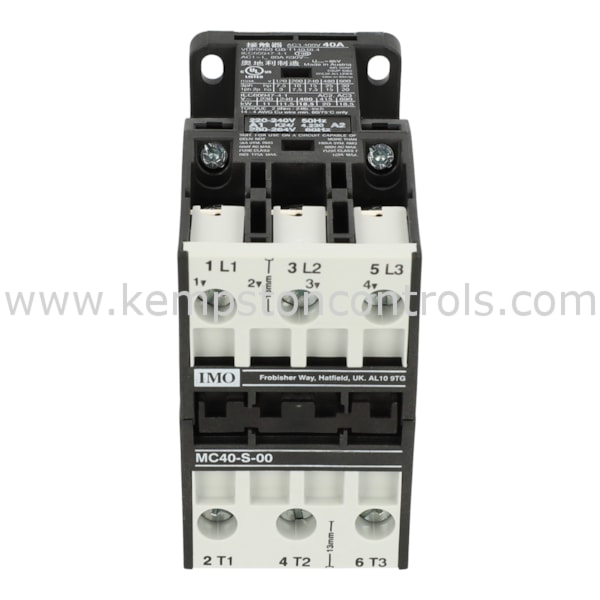 IMO MC40-S-00230 IMO CONTACTOR 3 POLE OPEN 18.5KW40A AC3, 230V AC COILOVERLOAD = MCOR-2 ...