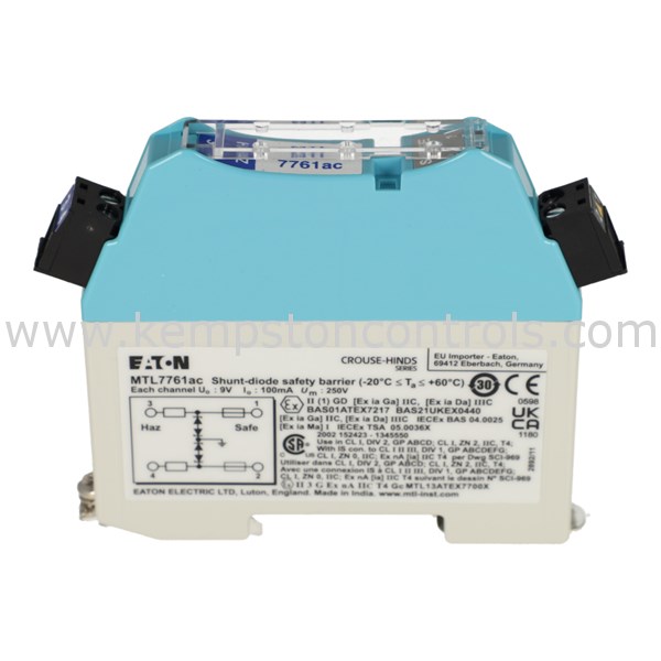 Eaton MTL MTL7761AC EATON MTL ZENER SAFETY BARRIER, 9V, 2 BARRIER, 90 ...