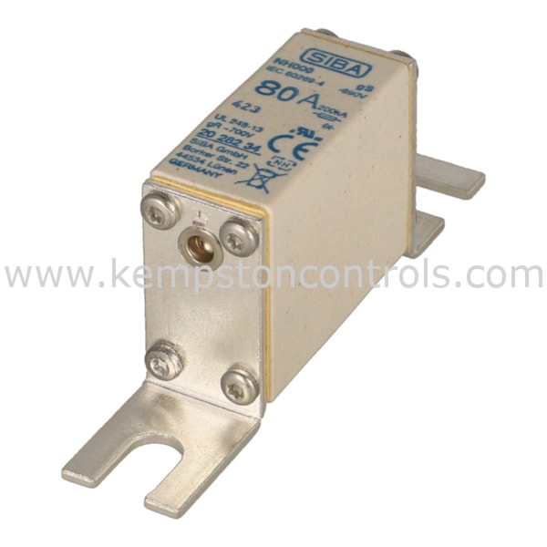 Siba 20-282-34/80A SIBA FUSE LINK, BOLTED TAG,HRC,80A,200KA,NH000,GRL(GS),IEC60269-4,UL 248-13 ...