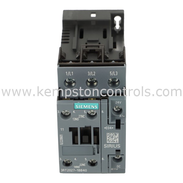 Siemens 3RT2027-1BB40 SIEMENS POWER CONTACTOR, AC-3, 32A, 15KW/400V, 1NO+1NC, 24VDC, 3 POLE ...