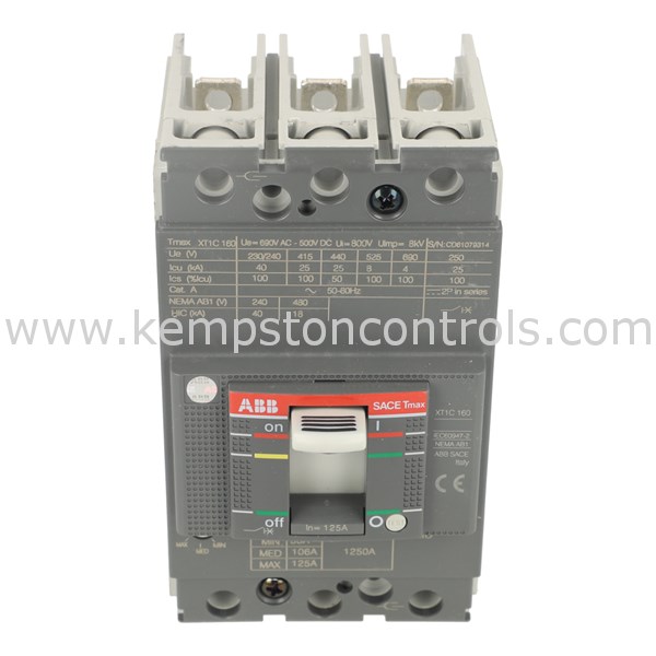 ABB 1SDA067398R1 ABB MCCB TMAX XT1C 160 IN=125A ICU=25KA@415VAC FIXED ...