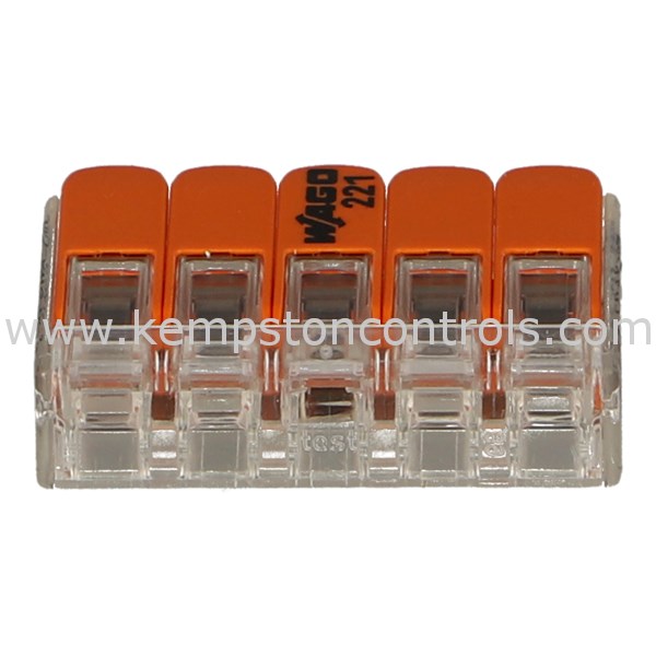WAGO 221-415 WAGO 4MM² COMPACT SPLICING CONNECTORS, 5-CONDUCTOR ...