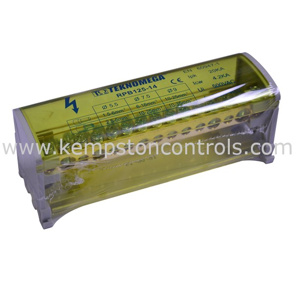 Teknomega RPB1005 TEKNOMEGA 2 POLE DISTRIBUTION BLOCK 125 AMP, 14 ...
