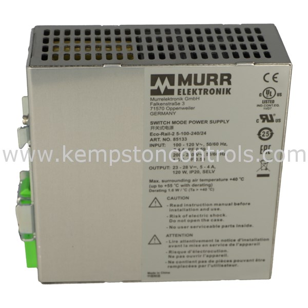 MURR 85133 MURR ECO-RAIL-2 POWER SUPPLY 1-PHASE, IN: 90 ... 132 VAC ...