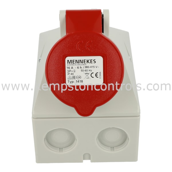 Mennekes 1418 MENNEKES RED WALL SOCKET IP44 16A 4P 400V 6H | Kempston ...