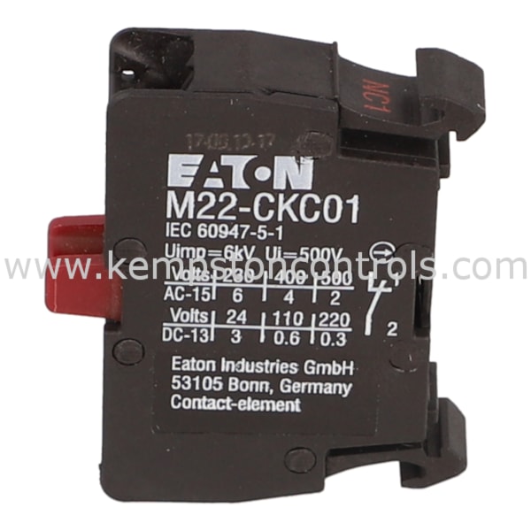 Eaton Moeller M22-CKC01 MOELLER PUSHBUTTON CONTACT BLOCK, 1NC, 24V 3A ...