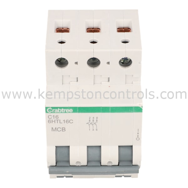 Crabtree 6HTL16C CRABTREE LOADSTAR, 16A ,TRIPLE POLE, 10KA, C CURVE, MINIATURE CIRCUIT BREAKER ...