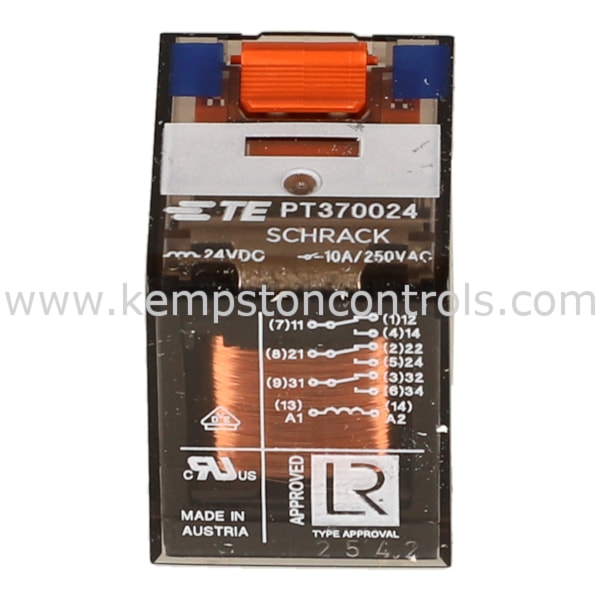 Schrack PT370024 SCHRACK PLUG-IN RELAY, 11 PIN, 3CO, 24VDC, 10A ...