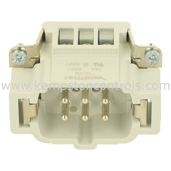 Walther 710206 WALTHER MALE INSERT, RECTANGULAR, 6 POLES, 16A, 500V ...