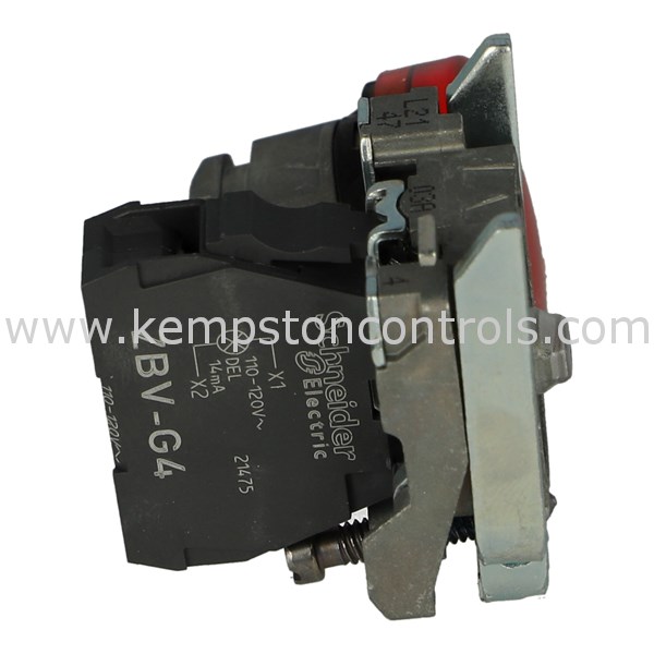 Schneider XB4BVG4 SCHNEIDER RED COMPLETE PILOT LIGHT 22 PLAIN LENS WITH ...