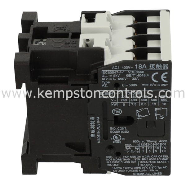 IMO MC18N-S-10110AC IMO CONTACTOR 3 POLE OPEN 7.5KW18A AC3 1 NORMALLY OPEN AUXILIARY 110V AC ...