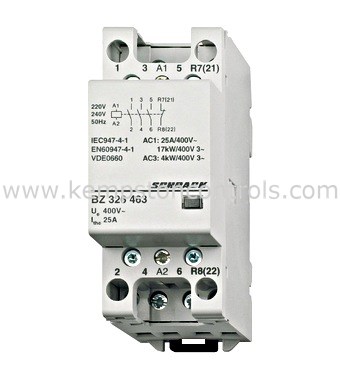 Schrack BZ326463 SCHRACK MODULAR CONTACTOR 25A, 3NO + 1NC, 230VAC, 2MW ...