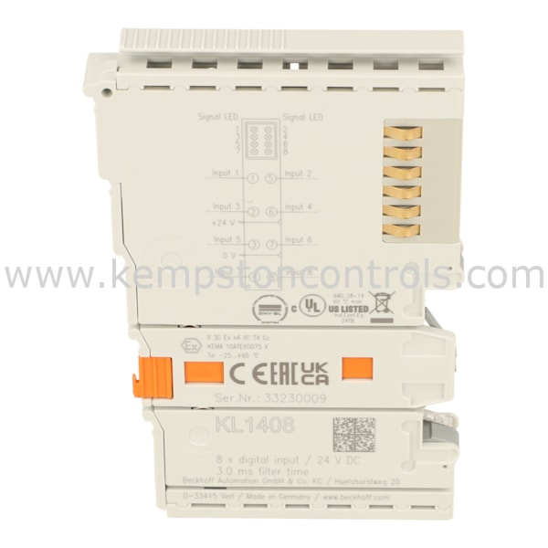Beckhoff KL1408 BECKHOFF 8 DIG INPUTS 24VDC SINGLE CONDUCT CONNECT ...