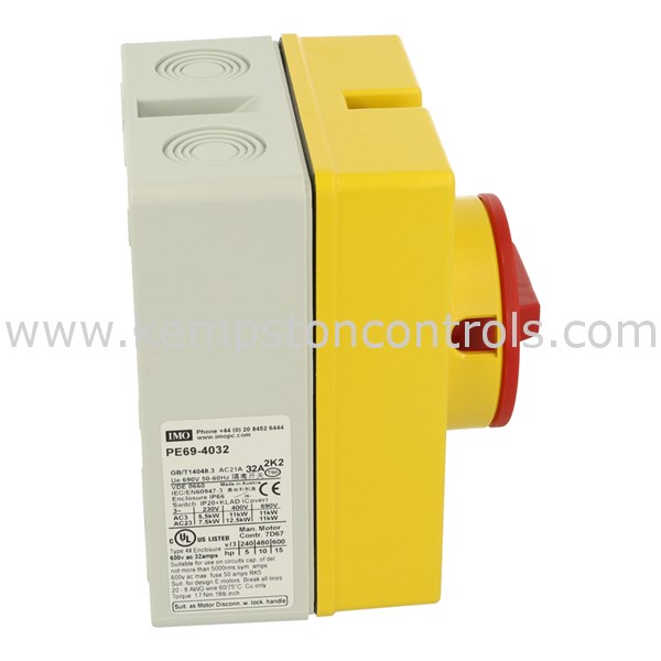 IMO PE69-4032 IMO ISOLATOR 4 POLE, 32A ENCLOSED, IP65 | Kempston Controls