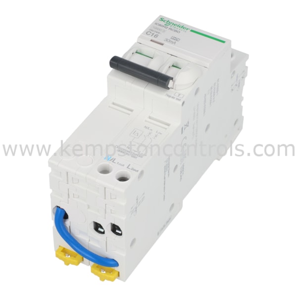 Schneider A9D11216 SCHNEIDER IC60H2 EARTH LEAKAGE CIRCUIT BREAKER RCBO TYPE A 2P C CURVE, 16A ...
