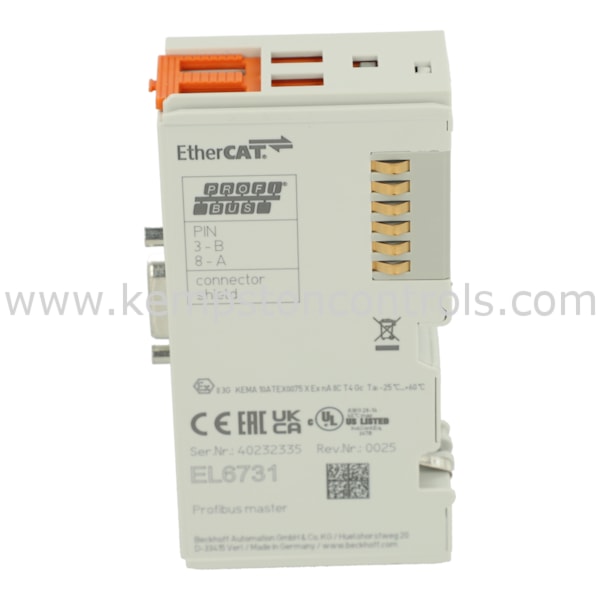 Beckhoff EL6731 BECKHOFF PROFIBUS MASTER TERMINAL, 9.6KBAUD-12MBAUD, D SUB SOCKET, 9 PIN, 200MA ...